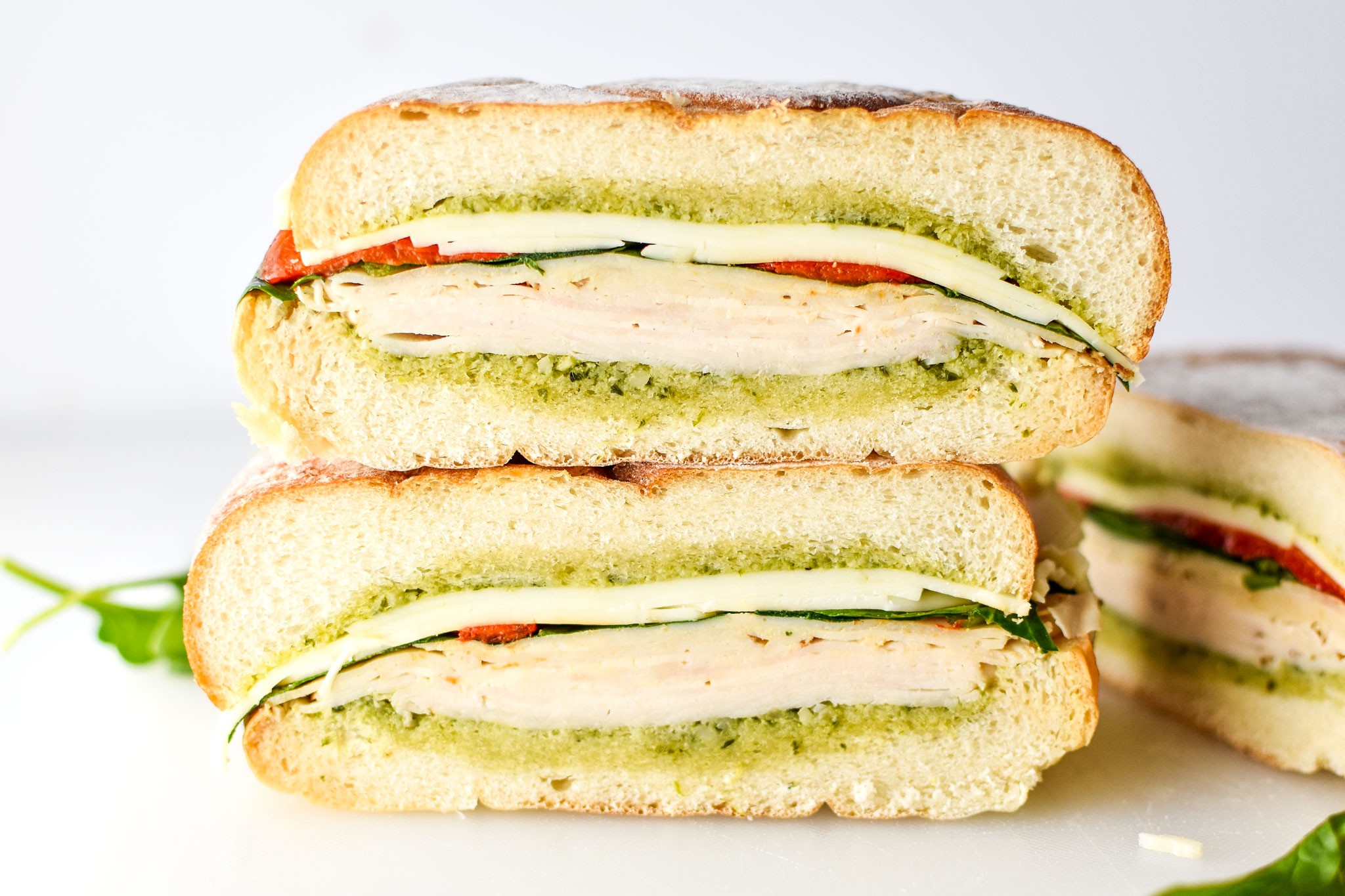 Pesto Chicken Overnight Pressed Sandwiches - Project Meal Plan