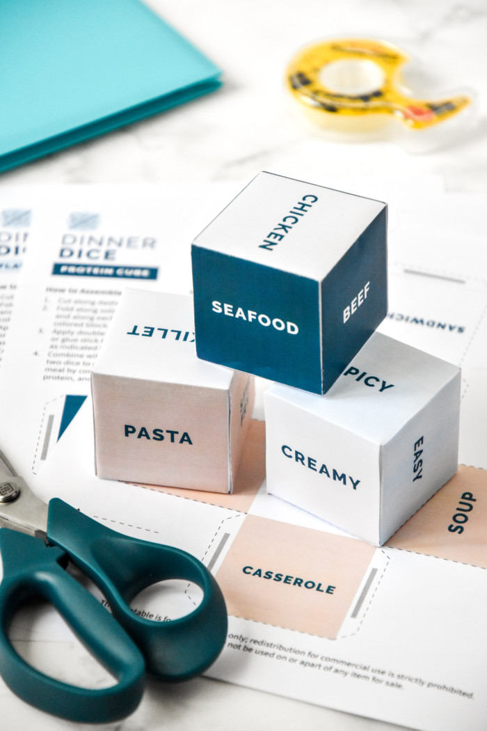 Printable Dinner Dice Activity - Project Meal Plan